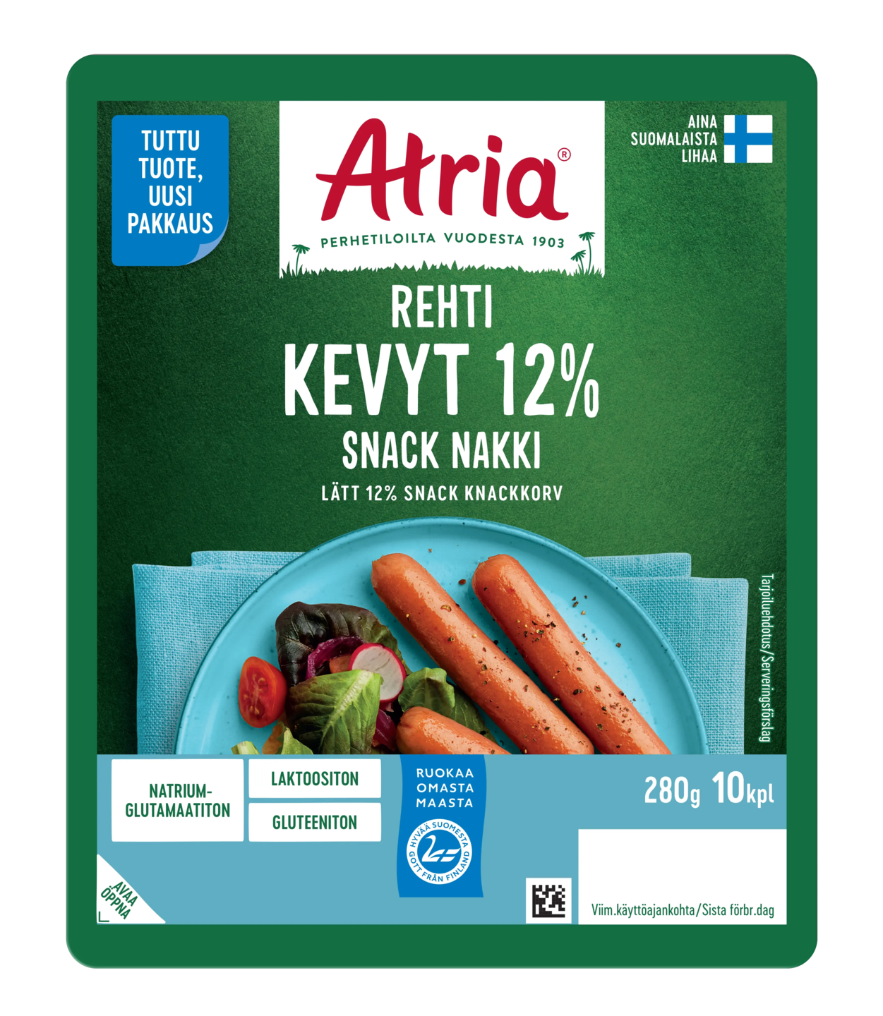 Atria Rehti Kevyt 12% Snack Nakki 12x280g | Ammattilaiset