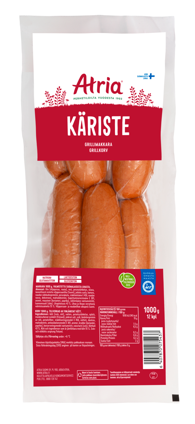 Atria Käriste Grillimakkara 6x1kg